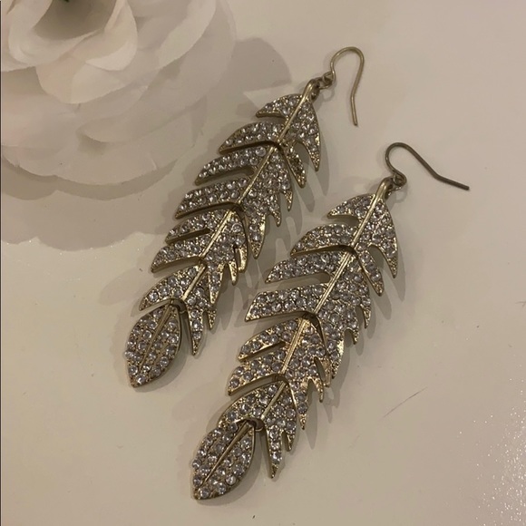 Vintage | Jewelry | Vintage Rhinestone Feather Earrings | Poshmark